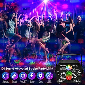 Laser Lights for Party, Disco Ball DJ Lights - Sound Activated Strobe Light, RGB Backgrounds Light for Glow Party Rave, Party Rave Light for Halloween Birthday Club Christmas Xmas Lights