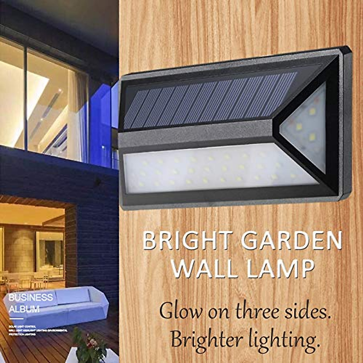 DUTUI Three-Sided Human Body Induction Waterproof Solar Wall Light×2, Home Courtyard Waterproof Solar Street Light, Home Courtyard, Garden Swimming Pool