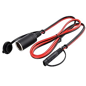 Car Cigarette Lighter Plug to SAE Quick Disconnect Adapter Extension Charging Cable 3.3 FT/16A Heavy Duty Power Supply CordCar Cigarette Lighter Plug (Female Socket)