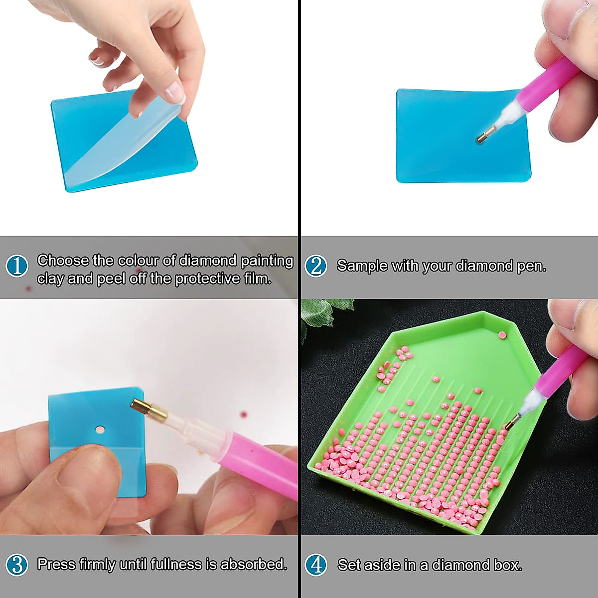 Aphrordity 80 Pcs Diamond Painting Wax with Organizer Box DIY Diamond Art Wax for Diamond Painting Glue Accessories and Tools (4 Colour Styles)