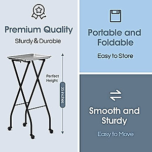 Aluminum Foldaway Folding Service Tray on Wheels