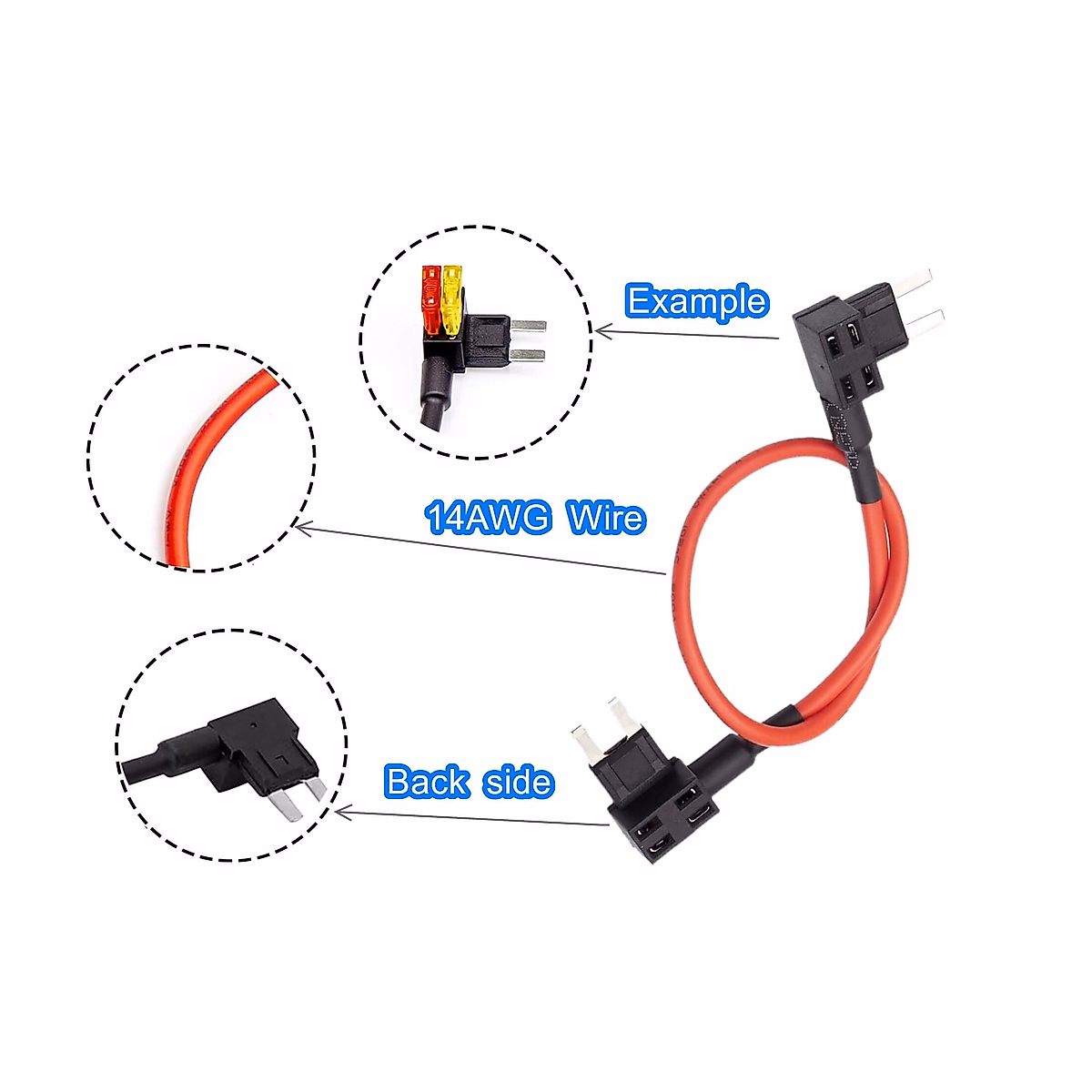 TIPM Bypass Cable, Fuse Adapter Fuse Holder,Repair Fuel Pump Relay Bypass Cable Compatible with Dodge Ram 1500 2500 3500 Jeep Chrysler VW 2007-2016, 14AWG Wire/20AMPs Replace CBWPR091AA