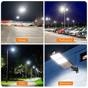 ADUB 480V 320W LED Parking Lot Light with Photocell, 48000 LM ETL Listed LED Shoebox Light Arm & Slip Fit Mount, 5000K IP65 Commercial Area Street Light Outdoor LED Flood Pole Lighting, 277~480V