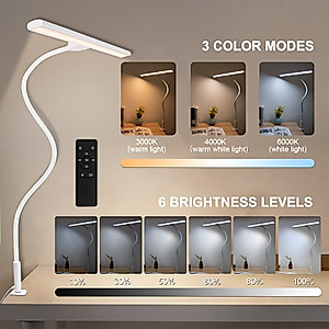 shlinux LED Desk Lamp, Desk Light with Flexible Gooseneck (White)