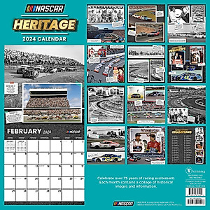 TF PUBLISHING 2024 Nascar Heritage Wall Calendar | Large Grids for Appointments and Scheduling | Vertical Monthly Wall Calendar 2024 | Home and Office Organization | Premium Gloss Paper | 12"x12"