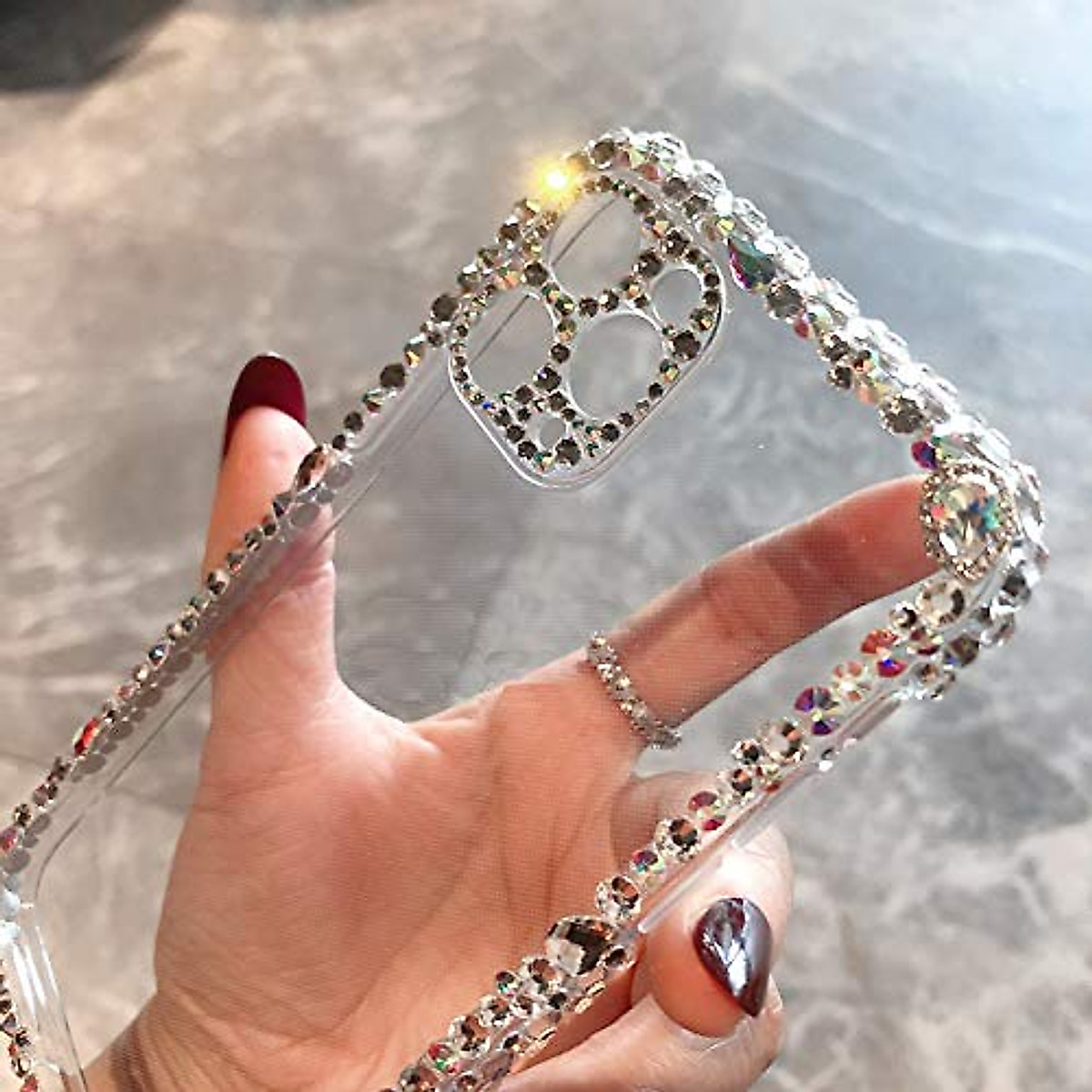 MOSEZA for iPhone 12 Pro Max Case Luxury Glitter Bling Silicone Rhinestone Cute Protective Phone Case for Women Girl for iPhone 12 Pro Max 6.7 inch