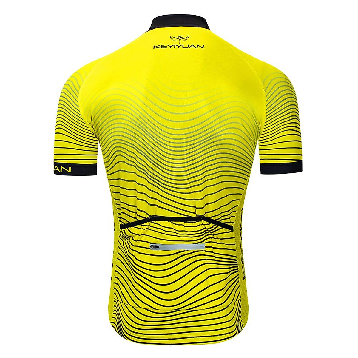 Uriah Men's Cycling Jersey Short Sleeve Reflective with Rear Pockets Ripple Yellow Size L