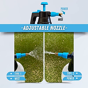 AGRICAS 0.5 Gallon Hand Pump Sprayer, 2L Pressure Garden Sprayer, Handheld Weed Sprayer with Adjustable Brass Nozzle, Pump Mister, Lawn and Garden Care, Watering, Outdoor and Auto - Multi-Purpose