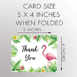 The Invite Lady Flamingo Thank You Cards Let's Flamingle Notes Folded Cards Baby Bridal Wedding Shower Birthday Graduation Retirement Cards Tropical Leaves Flowers Printed Blank Inside (24 Count)