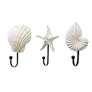 Wall Hooks Coat Hooks, Sea Shell Wall Hooks, 3pcs/Set Decorative Seashells Resin Wall Coat Hooks Wall Decorative Hooks Hanging Coats Clothes