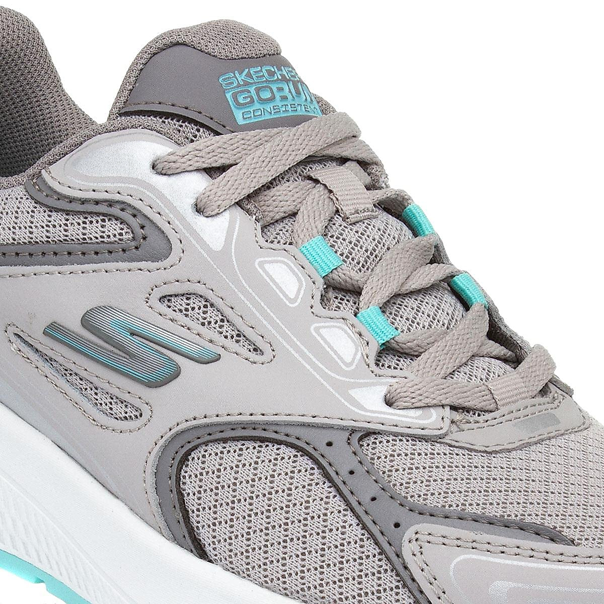 Skechers Women's Go Run Consistent Sneaker, Gray/Turquoise, 8.5 Wide