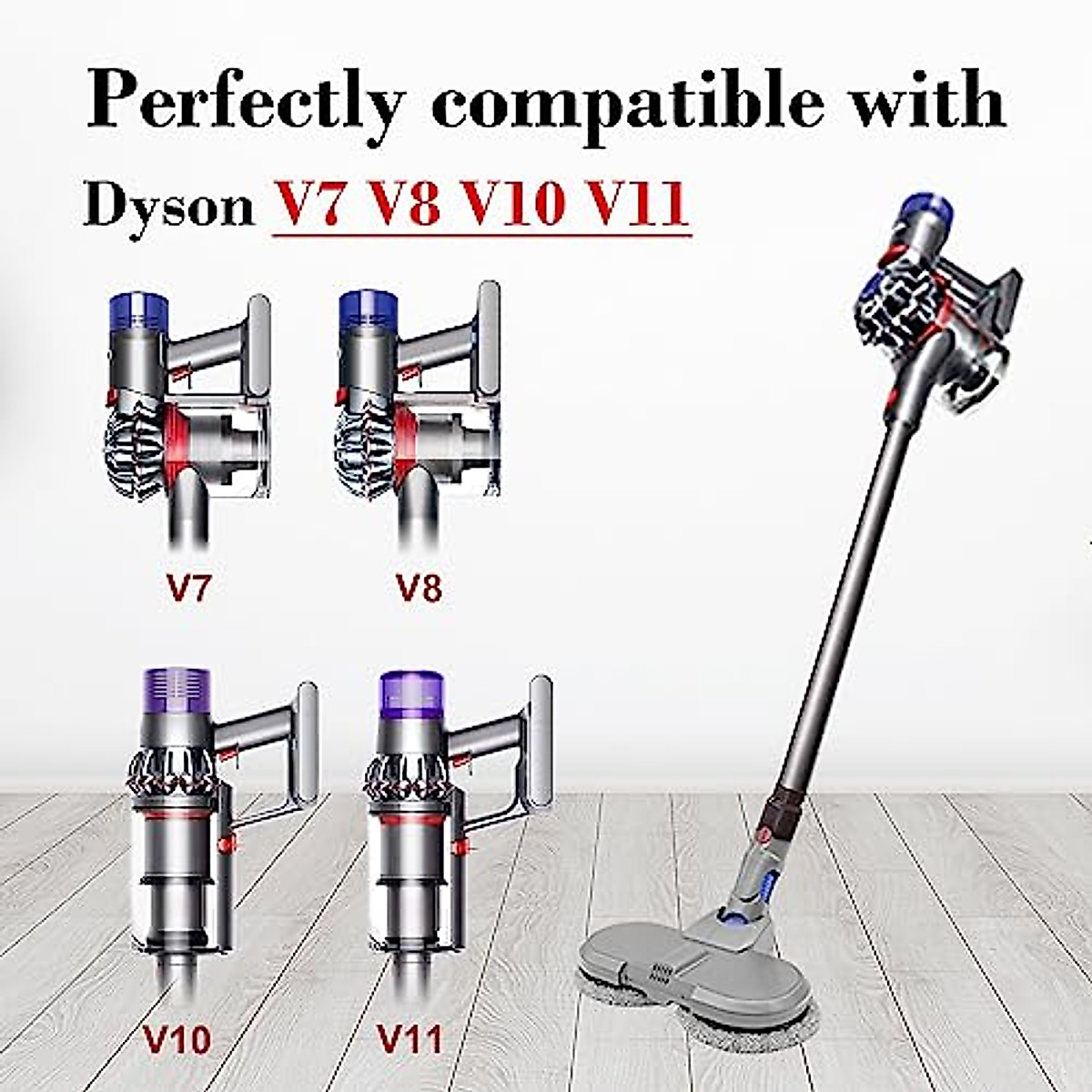 Coodss Electric Cleaner Head Compatible with Dyson V7 / V8 / V10 / V11 Stick Vacuum Sweeping Machine Wet and Dry Dual-use Suction Head Adaptation Cordless Vacuum Cleaner Attachment