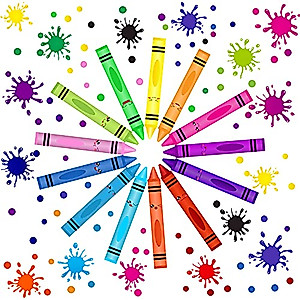 192 Pieces Crayon Wall Decals Splatter Wall Sticker and Multicolor Paint Wall Decals Crayon Splotches Polka Dot Nursery Decors Sticker for Home Nursery Classroom School Wall Decoration