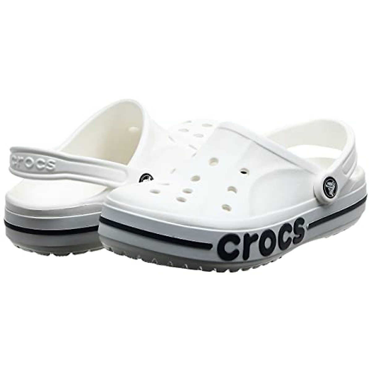 Crocs Unisex-Adult Bayaband Clogs, White/Navy, 8 Men/10 Women