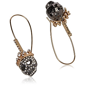Betsey Johnson Pave Skull Dangle Earrings