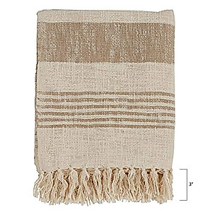 Striped Cotton Throw with Tasseled Trim