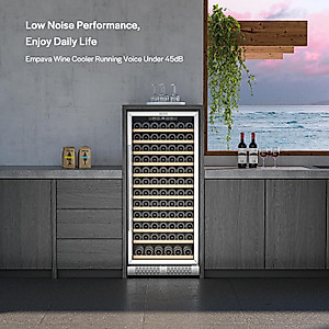 Empava 24" Refrigerator 127 Bottles Single Zone Built in or Freestanding Compressor Fridge Chiller Wine Cooler with Wood Shelves, 24 Inch, Stainless Steel