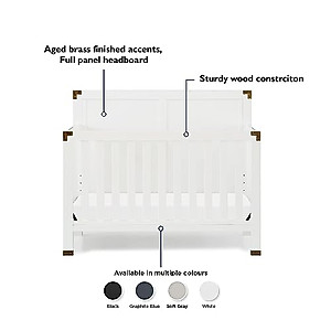 Baby Relax Miles 5-in-1 Convertible Crib, Nursery Furniture, Classic White
