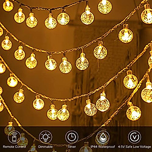 2 Pack Globe String Lights Battery Operated Christmas Balls Lights,16FT 40 LED Twinkle String Light 8 Modes with Timer Remote Control for Indoor Outdoor Patio Bedroom Christmas Tree Tent Decor