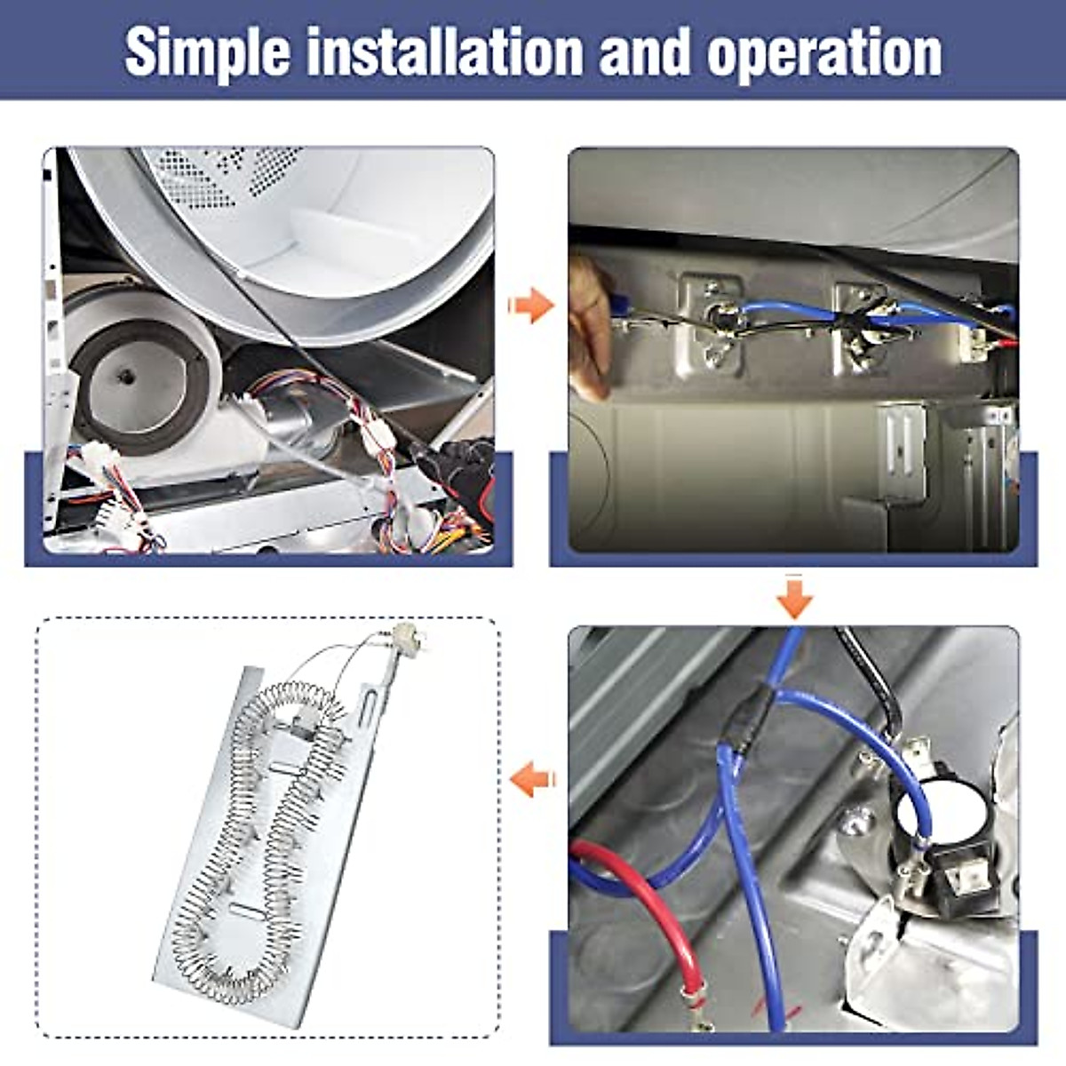 W10864898 Dryer Heating Element Compatible with whirlpool, Kenmore Elite, may-tag, Replaces AP6026295 W10832958-3 Years Warranty- Figure 6 Can See More Models