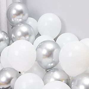 GBSAWER White Balloons w/Ribbon 100pcs 12 Inch White Latex Party Balloons for Birthday Wedding Bride Baby Shower Engagement Graduation Decorations