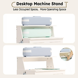 𝐂𝐫𝐚𝐟𝐢𝐭 Craft Cart Storage Cabinet Compatible with Cricut Machine, Rolling Crafting Table Furniture with Vinyl Roll Holder Organizer Desk Workstation for Craft Room Home Organization, Ivory