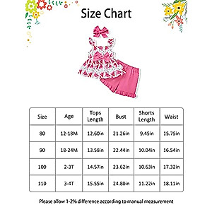 Kiluex Toddler Baby Girl Summer Clothes Ruffle Floral Tops + Solid Shorts with Headband 3PCS Outfits Set for Girls (B-Pink, 12-18 Months)