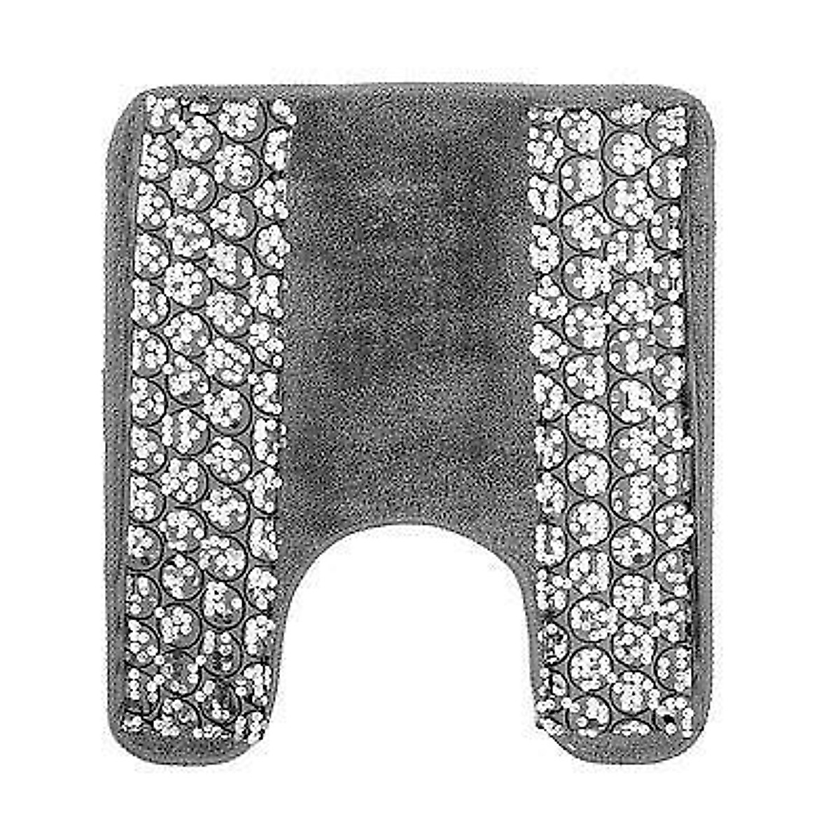 Popular Bath 7 Piece Sinatra Silver Shower Curtain, Resin Hooks, Towels and Rugs Set