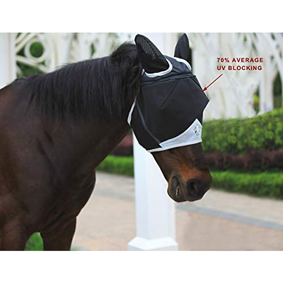 T TEKE Fine Mesh Horse Fly Mask UV Blocking, 3D Eye Visor with Extra Fleece Cushioned Forehead, Protection from Insect Pests