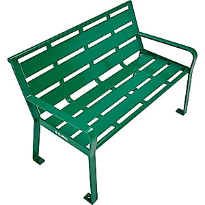 Global Industrial 4' Horizontal Steel Slat Outdoor Park Bench with Back, Green