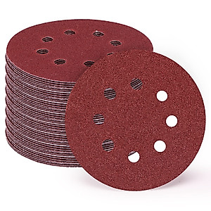 Hongway 72pcs Sanding Discs Set 5 Inch Orbital Sander Sandpaper, Hook and Loop Orbit Sander Pads, 60 120 180 240 320 400 600 800 Grit 8 Hole for Power Random Sander