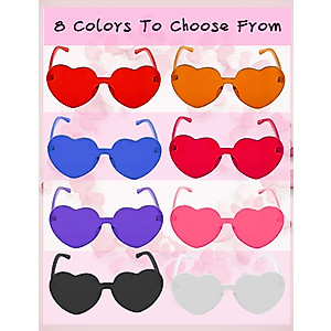 MIUSKATL 18 Pairs Heart Sunglasses, Rimless Heart Shaped Sunglasses Pack, Bulk Heart Sunglasses for Women, Colored Party glasses (Pink)