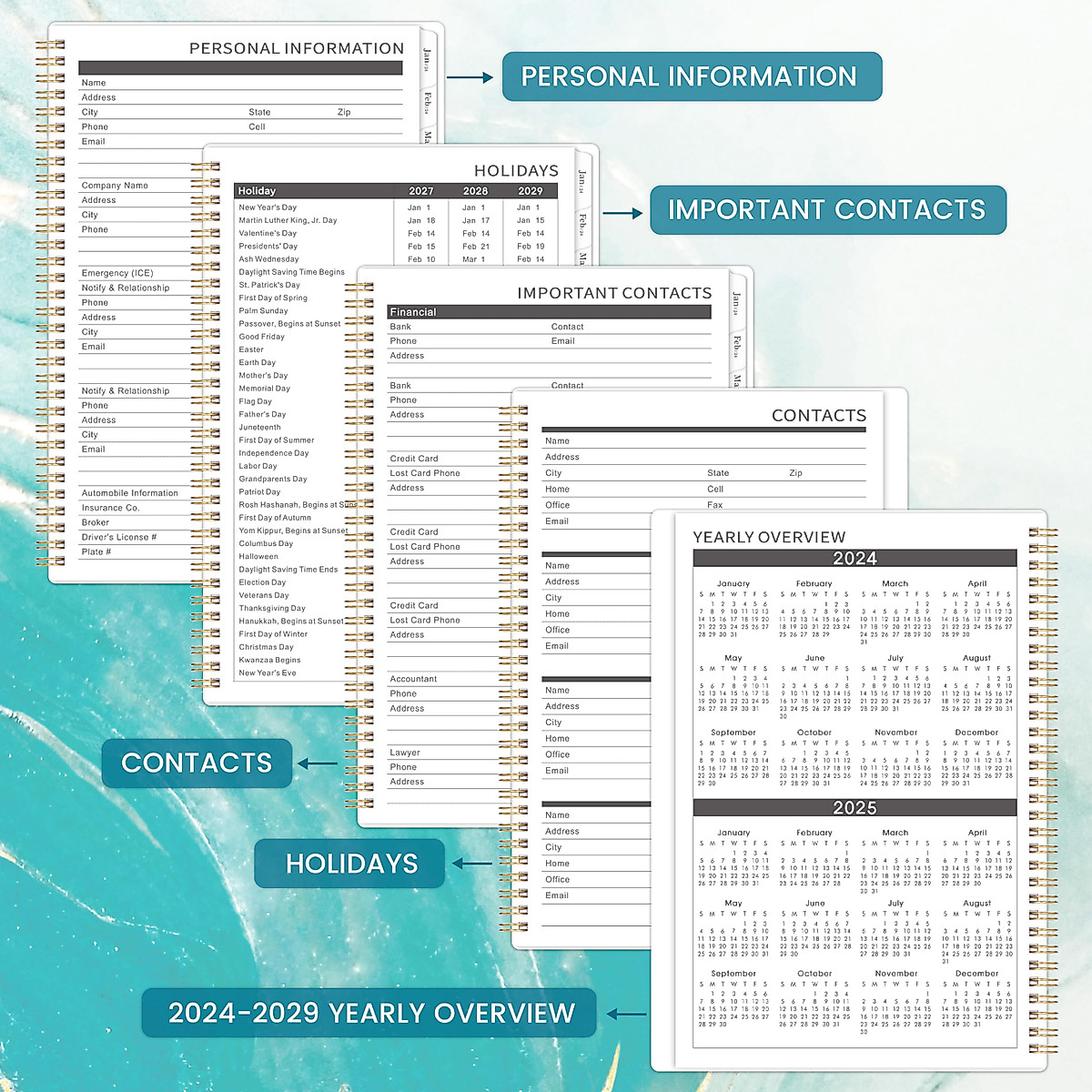 2024-2028 Monthly Planner - 4 Year Monthly Planner, Jul 2024 - Jun 2028, 48 Monthly Planner/Calendar, 9" x 11", Monthly Calendar 2024-2028, Monthly Tabs, Double-Side Pocket, Holidays