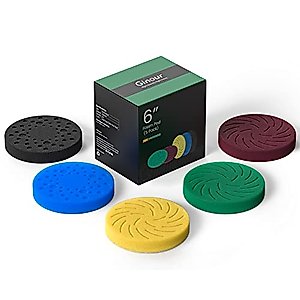 6 inch Buffing Pads, Ginour 5Pcs 6.3 Inch Face Polishing Pad for 6 Inch 150mm Backing Plate, Buffing Polishing Pads with Safe Step Edge for Car Buffer Polisher Compounding, Polishing and Waxing