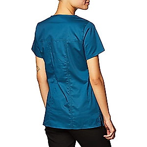 Cherokee Women Scrubs Top Workwear Core Stretch V-Neck 4727, L, Caribbean Blue
