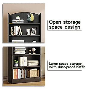 MULKGLOBAL 5 Shelf Bookcase Multi Functional Wood Storage Display Open Bookshelf 48 Inch Tall Bookcase Home Decor Furniture for Home Office,Black