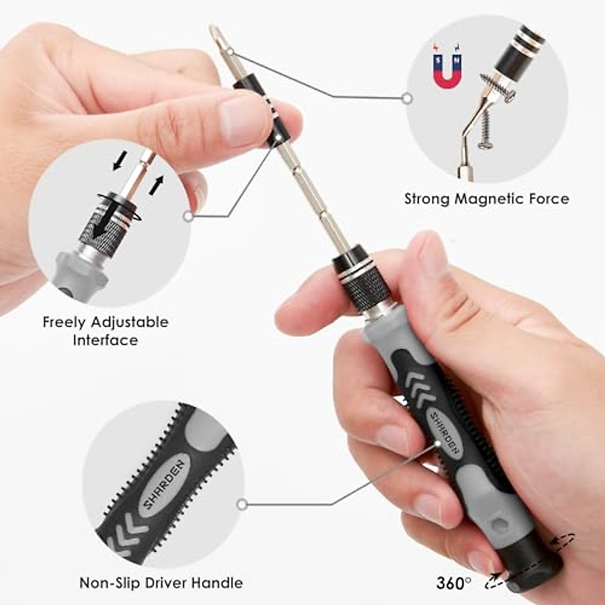 Precision Screwdriver Set, SHARDEN 122 in 1 Electronics Magnetic Repair Tool Kit with Case for Repair Computer, iPhone, PC, Cellphone, Laptop, Nintendo, PS4, Game Console, Watch, Glasses etc (Grey)
