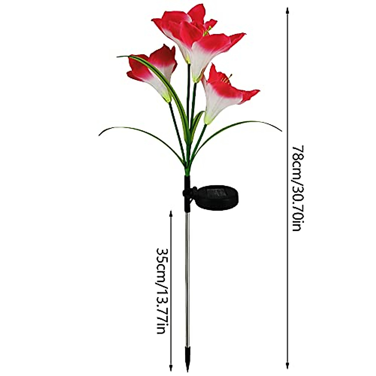 Solar Garden Flower Stake Light for Patio Lawn Pathway Outdoor, Lily Stake Lights, Spring Summer Outside Fairies Garden Accessories Decoration, Waterproof (Red)