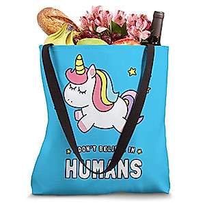 I Don't Believe In Humans Unicorn Rainbow Tote Bag