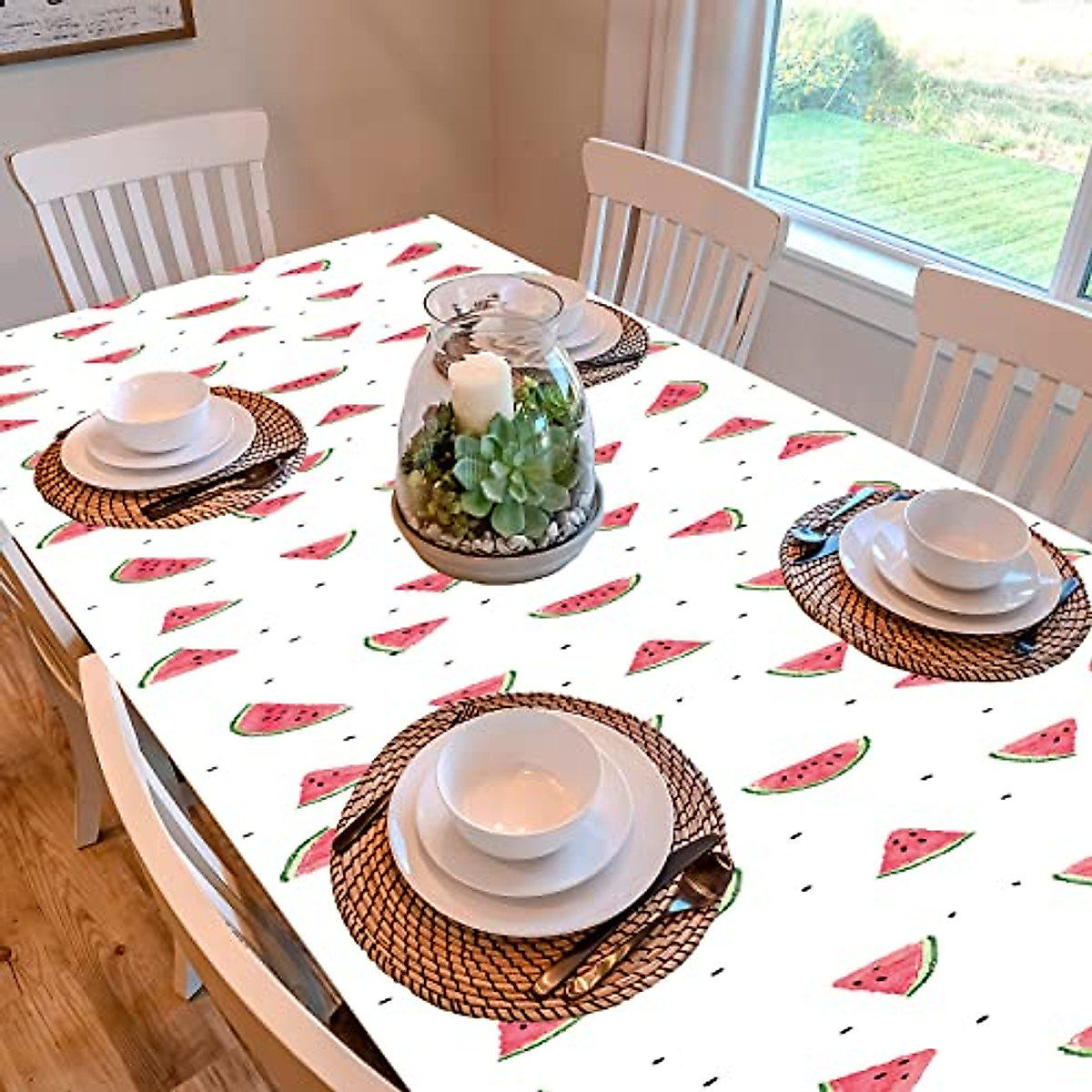 3pcs One in A Melon Party Tablecloths Watermelon First Birthday Party Supplies Watermelon Table Cover Decoration Plastic Disposable Summer Party Tablecloths Watermelon Party Favors,108 inch*54 inch