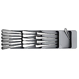 Kitchen drawer knife and fork storage box tray cutlery soup spoon knife and fork partition organizer, Gray