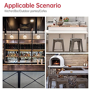 Vnewone Metal Bar Stools Set of 4 Counter Height Barstools Stackable Metal Chairs High Backless Dining Stool Bar Chair for Indoor Outdoor Patio Home Kitchen (24", Gun)