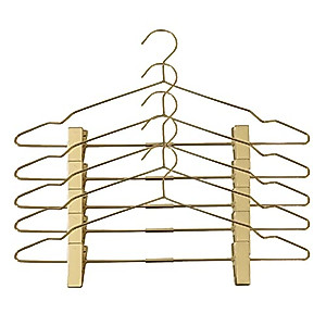 N/A 5pcs Metal Trouser Hanger for Trousers Socks & Skirts Hanging Rack Space-Saving Clothes Hangers Clothing Storage (Color : Gold)