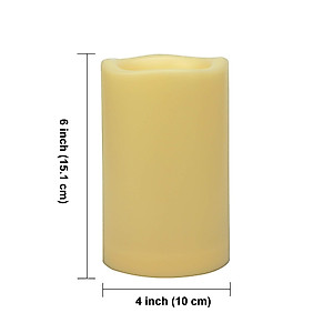 1 Pack Waterproof Outdoor Flameless Candle with Remote Large 4” x 6” Battery Operated Electric LED Pillar Candle for Gift Home Décor Party Wedding Supplies Garden Halloween Christmas Decoration