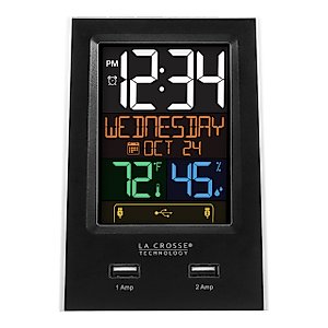 La Crosse Technology C86224 Dual USB Charging Alarm with nap Timer, 3.74" L x 2.40" W x 5.24" H, Black