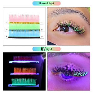 Colored Lash Extensions Classic Mix 6 Colors Rainbow Pink Yellow Green Purple White Blue Color Lashes Extension Obeyalash Colored Individual Eyelash Extension 0.07 D Curl (Mixed Candy Color 14mm)
