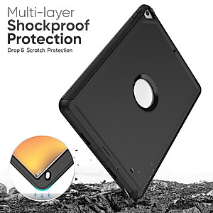 SEYMAC Case for iPad 9th/8th/7th Generation Case, iPad 10.2 Case, Sturdy Heavy Duty Shockproof Protection Folio Stand Case with Smart Cover Auto Sleep/Wake for iPad 10.2 Inch, Black