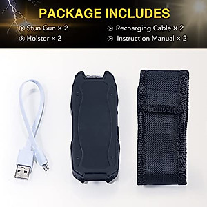 Dartmoor 500,000V Mini Stun Gun 2 Pcs, Highly Portable Ultrapowerful USB Rechargeable Electric Stun Gun with 120lm Tactical Flashlight and Custom Holster, for Men & Women for Car and Self Defense