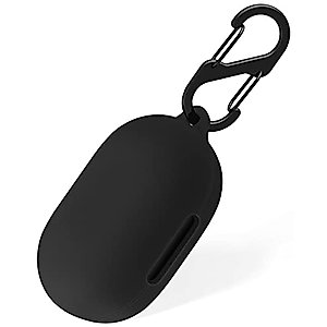 Geiomoo Silicone Case Compatible with Anker Soundcore Space A40, Protective Cover with Carabiner (Black)