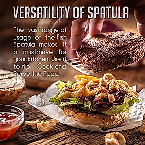 MIU Fish Spatula Stainless Steel, Flexible, Polished Metal, Corrosion Resistant, Kitchen Slotted Turner [Upgraded Version]